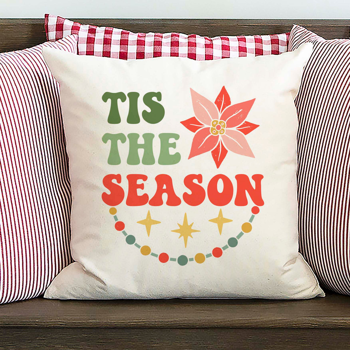 'Tis the Season Retro Christmas Pillow Cover – Heart & Willow Prints