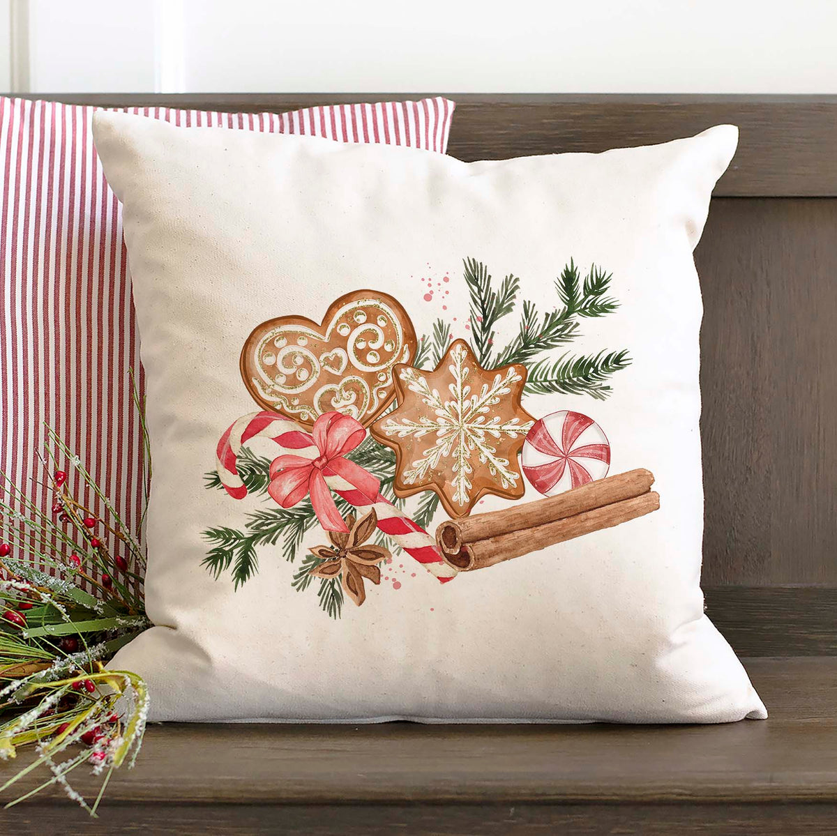 Gingerbread Christmas Pillow Cover – Heart & Willow Prints